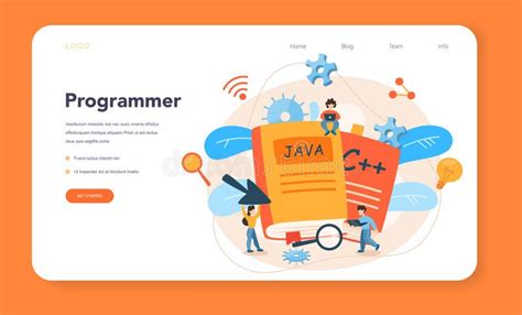 programming web banner or landing page idea of working stock vector