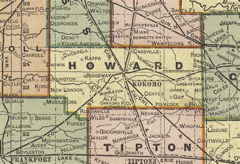 Howard County Indiana 1908 Map Kokomo
