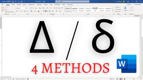 Four methods to type Delta in Word Δ δ Alt X Alt Code Insert Symbols Math Autocorrect