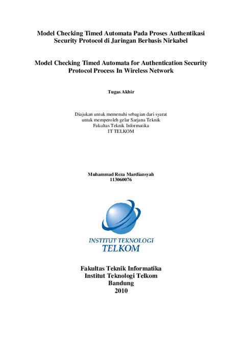 pdf model checking timed automata pada proses authentikasi security