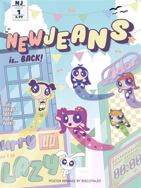 The Powerpuff Girls X Newjeans Poster Background In 2023 Retro Poster