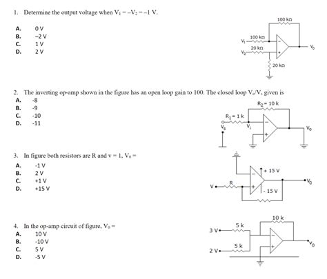 solved 1 determine the output voltage when v1 v2 1 v