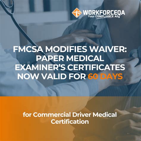 Fmcsa Modifies Waiver Paper Medical Examiners Certificates Now Valid For 60 Days