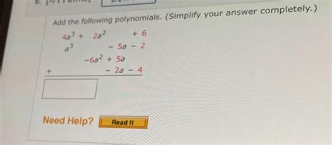Solved Add The Following Polynomials Simplify Your Answer