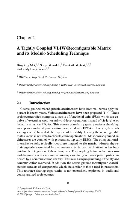 Pdf A Tightly Coupled Vliwreconfigurable Matrix And Its Modulo