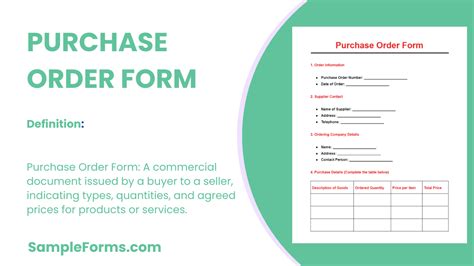 FREE Purchase Order Form Samples PDF MS Word Google Docs Excel