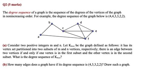 Solved Q2 5 Marks The Degree Sequence Of A Graph Is The