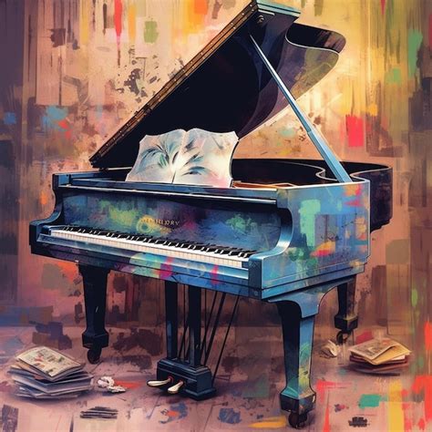 Premium Ai Image Colorful Piano Mashup Art