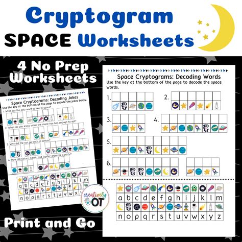 space cryptogram and decoding worksheets classful
