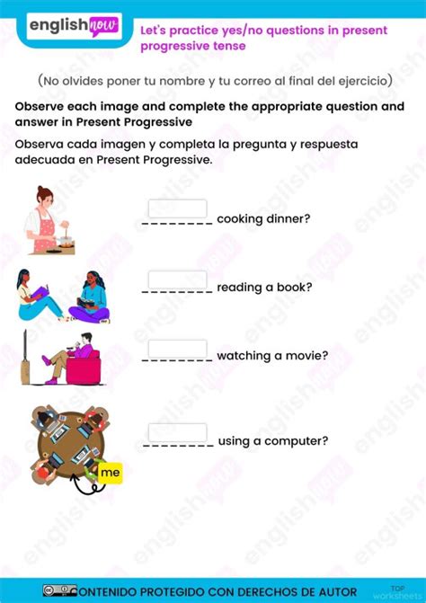 Present Progressive Fichas Interactivas Y Ejercicios Online