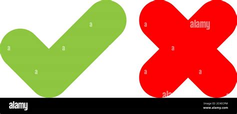 Check Mark Icons Green Tick And Red Cross Flat Vector Illustration
