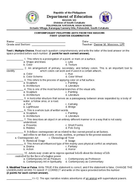 First Quarter Exam Cpar Pdf