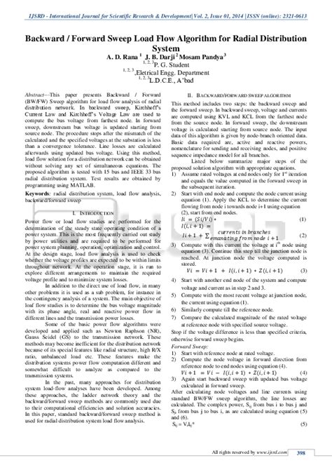 Pdf Backward Forward Sweep Load Flow Algorithm For Radial