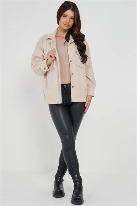 Oversized Plain Shacket Beige My First Love