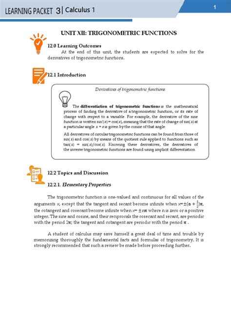 Calculus Lp3 Unit 12 Pdf Trigonometric Functions Mathematical