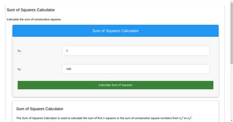 Sum Of Squares Calculator