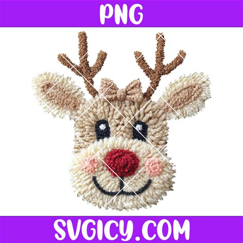 Patchwork Yarn Crochet Reindeer Bow Png Faux Yarn Reindeer Png Yarn