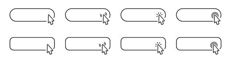 Premium Vector Click Here Web Button With Hand Cursor Action Button And Arrow Pointer Computer