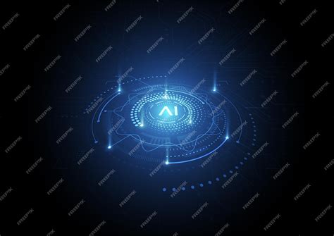 미래의 개념 기술 예술 작품에서 회로판에 있는 인공지능 프리미엄 벡터