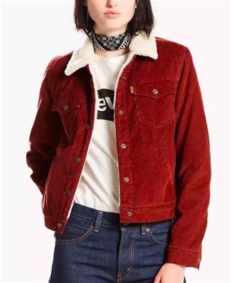 Amber Marshall Heartland Burgundy Shearling Jacket Trucker Jacket Women Jackets Red Jacket