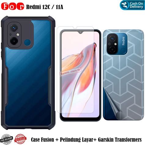 Jual Paket 3in1 Casing Redmi 12c 11a Hard Case Armor Tempered Glass Dan