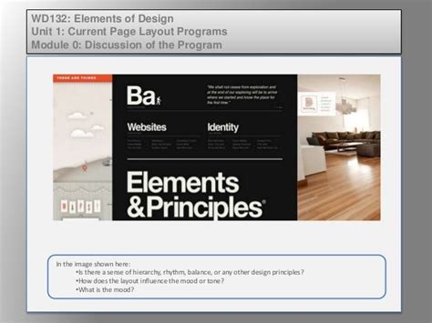 elem of design unit 1 module 0 discussion of the program