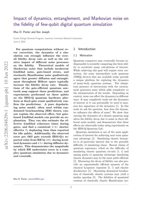 Pdf Impact Of Dynamics Entanglement And Markovian Noise On The
