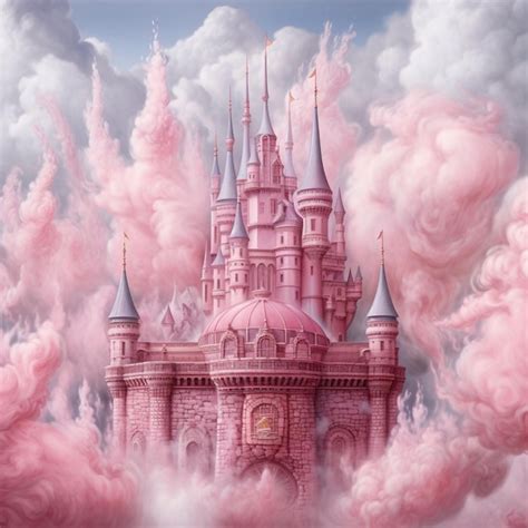 Premium Ai Image There Is A Castle In The Clouds With A Pink Sky
