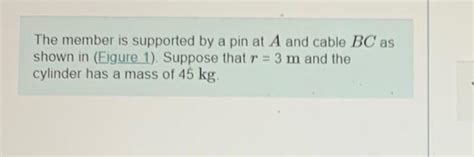 Solved The Member Is Supported By A Pin At A And Cable Bc As