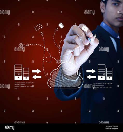 Business Man Showing Concept Of Cloud Computing Stock Photo Alamy