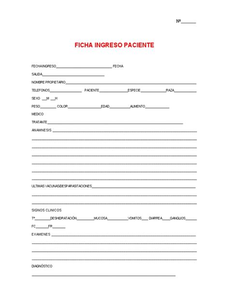 Hoja De Ingreso Paciente Pdf