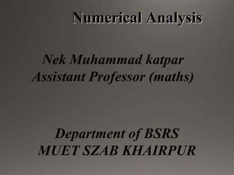 Introduction To Numerical Analysis Ppt Physics Science