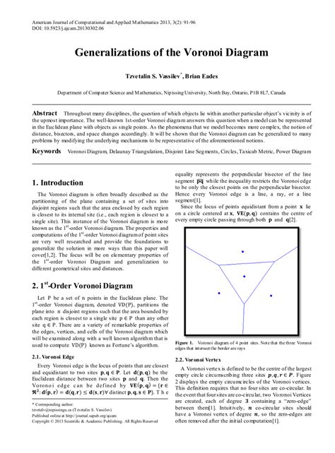 PDF Generalizations Of The Voronoi Diagram