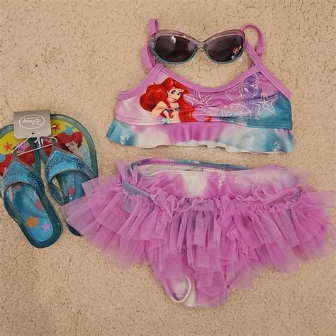 Disney Swim Disney Little Mermaid Bikini Sz 3 New Sandal Sz 78