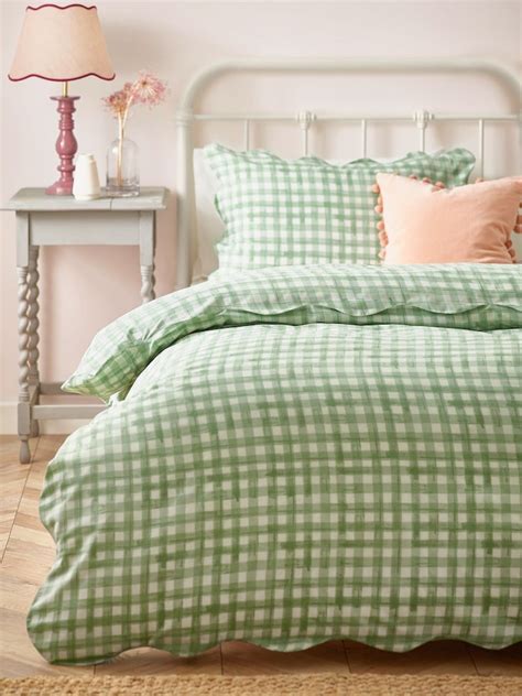 Buy Furn Sage Scalloped Edge Gingham Duvet Set From The Next Uk Online Shop