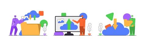 Premium Vector Cloud Technology Illustration Set Saas Technology Packaged Software