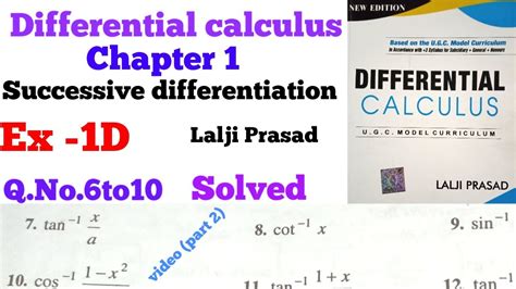 Differential Calculus Exercise 1d Successive Differentiation Q No 6to10 Solved Video Part 2