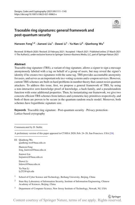 Traceable Ring Signatures General Framework And Post Quantum Security