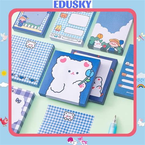 Mua Giấy Note Ghi Chú Dễ Thương Edusky Tập 80 Tờ Họa Tiết Gấu Hoạt Hình Cute Kích Thước 8x8 Cm