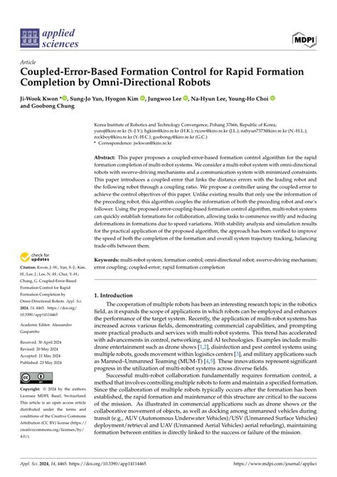 Pdf Coupled Error Based Formation Control For Rapid Formation Completion By Omni Directional