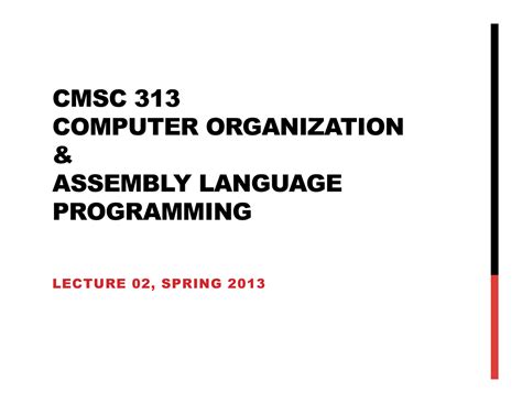 Computer Organization And Assembly Language Programming Cmsc 313