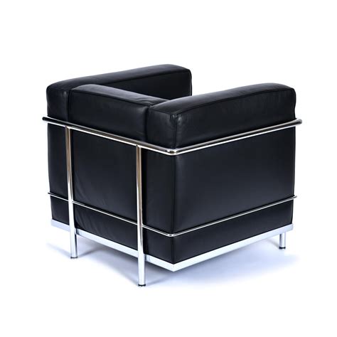Le Corbusier Lc2 Chair By Cassina Made In Italy Chrome And Black