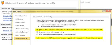 Using Outlook And Getting Warnings About A Program Accessing E Mail Address Information