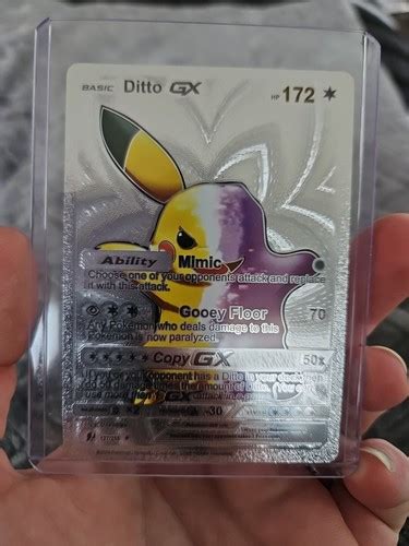 Pokemon Silver Foil Fan Art Vinyl Ditto Gx Textured Collector Card 127