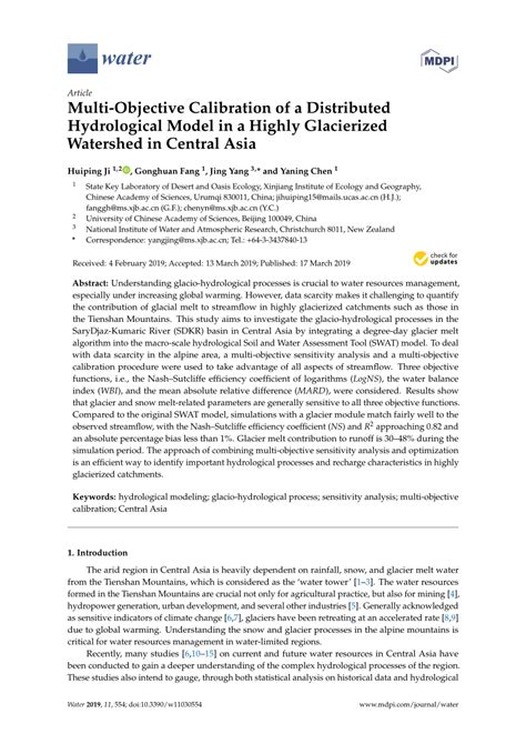 Pdf Multi Objective Calibration Of A Distributed Hydrological Model In A Highly Glacierized