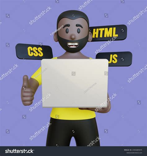 3d Character Illustration Front End Developer Stock Illustration
