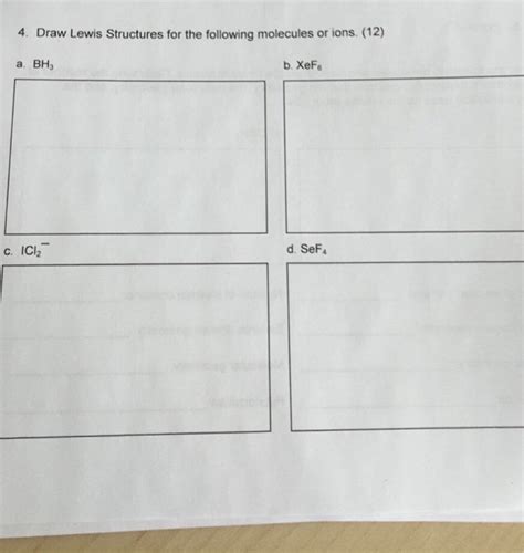 Solved Draw Lewis Structures For The Following Molecules Or Chegg