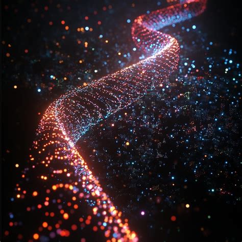 A Digital Representation Of The Human Genome With Each Gene Visualized As A Glowing Strand Of