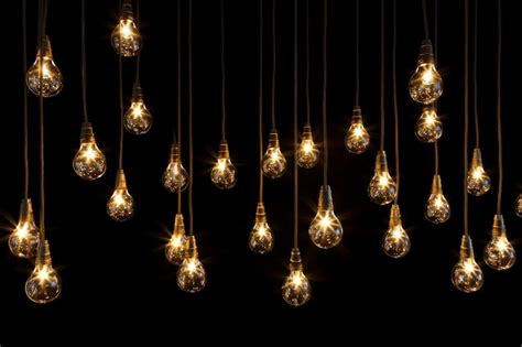 Premium Ai Image Gold String Lights Black Background