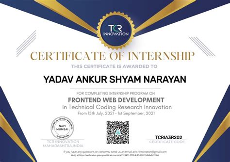 Ankur Yadav On Linkedin Tcrinnovation Project Internship Webdevelopment Frontend Developer